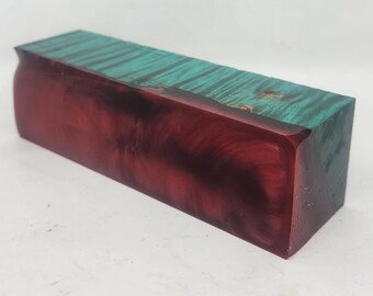 Hybrid Stabilized Spalted Maple Burl With Green Alumilite Epoxy Resin Knife Handle Blank Tool ...