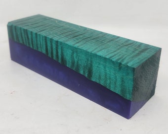 Hybrid Stabilized Spalted Maple Burl With Green Alumilite Epoxy Resin Knife Handle Blank Tool ...