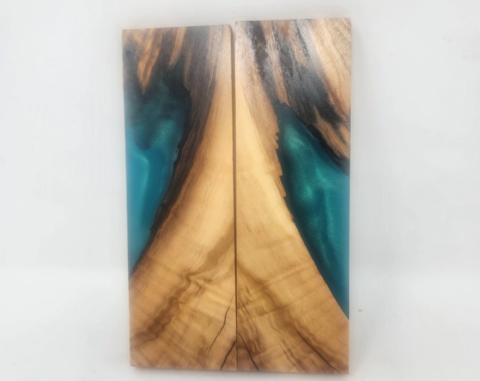 Pair of Hybrid Stabilized Bookmatched Olive Wood With Green Alumilite ...