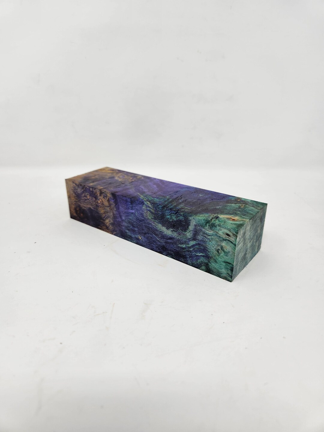 Stabilized Triple Dyed Gold, Purple and Green Spalted Maple Burl Knife ...