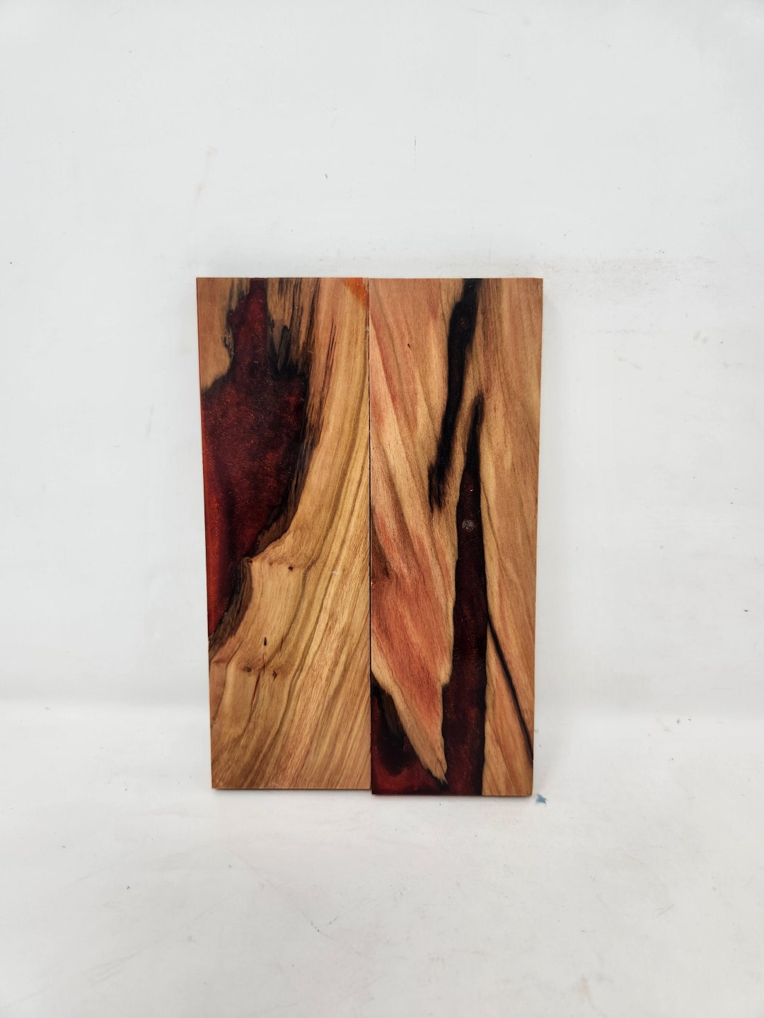 Pair of Hybrid Stabilized Bookmatched Olive Wood With Orange Alumilite ...