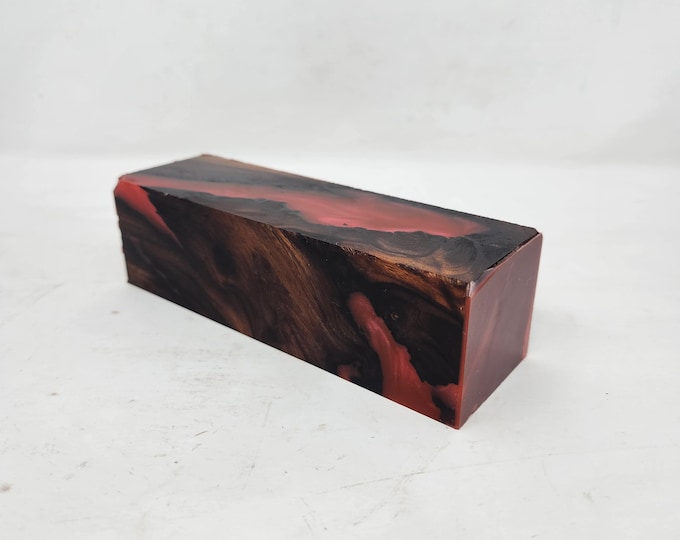 Hybrid Stabilized Desert Ironwood Burl With Red Alumilite Epoxy Resin Knife Handle Blank, Tool ...