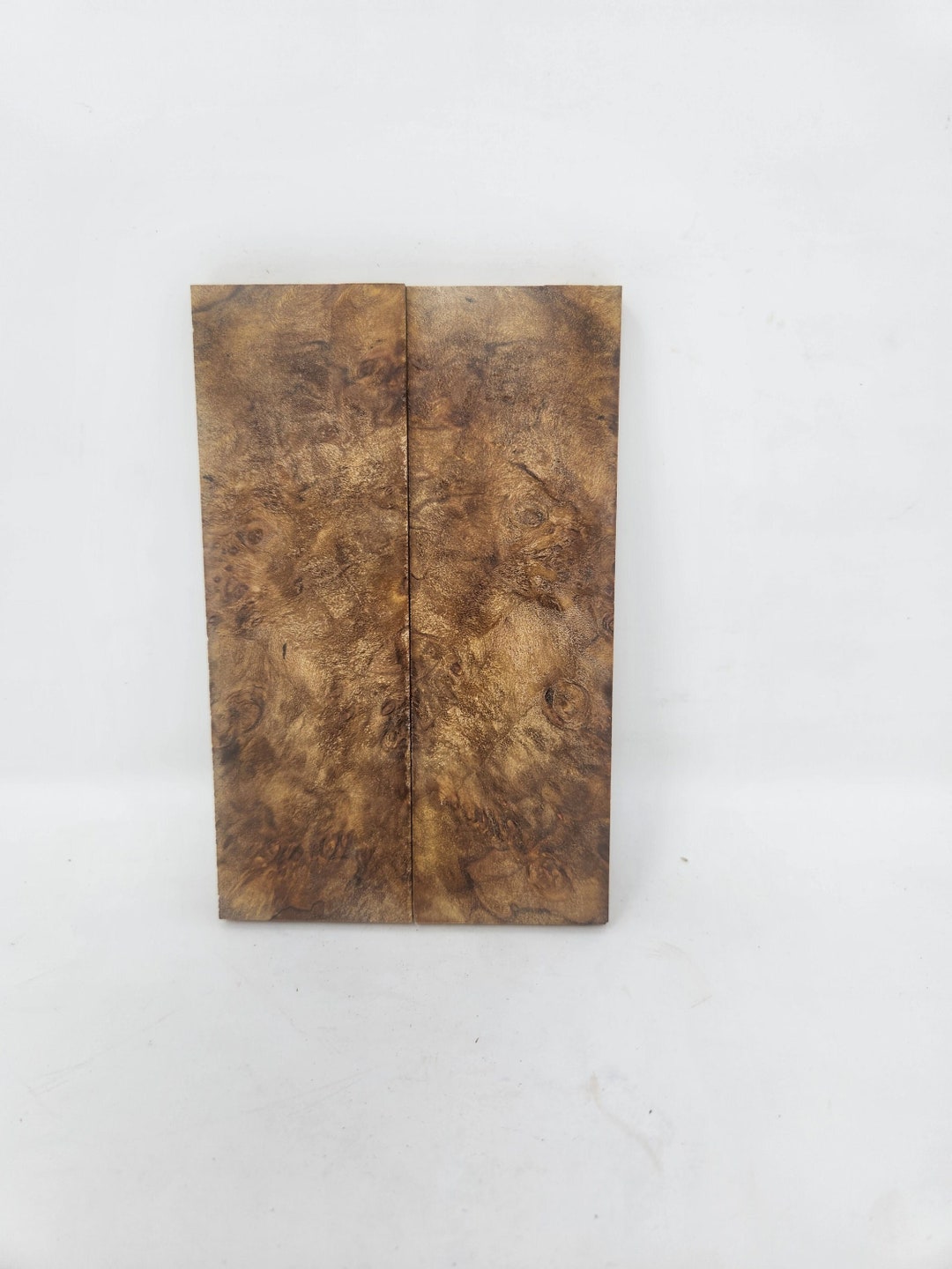 Pair of Stabilized Highly Figured Golden Brown Dyed Spalted Maple Burl ...
