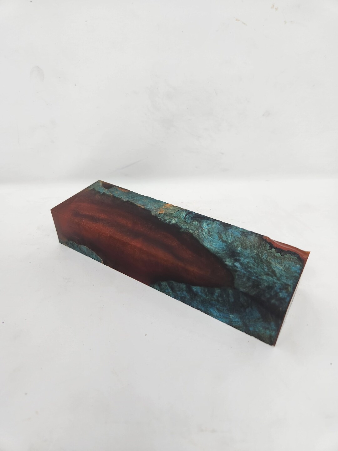 Hybrid Stabilized Blue Dyed Spalted Maple Burl Orange Copper Alumilite ...