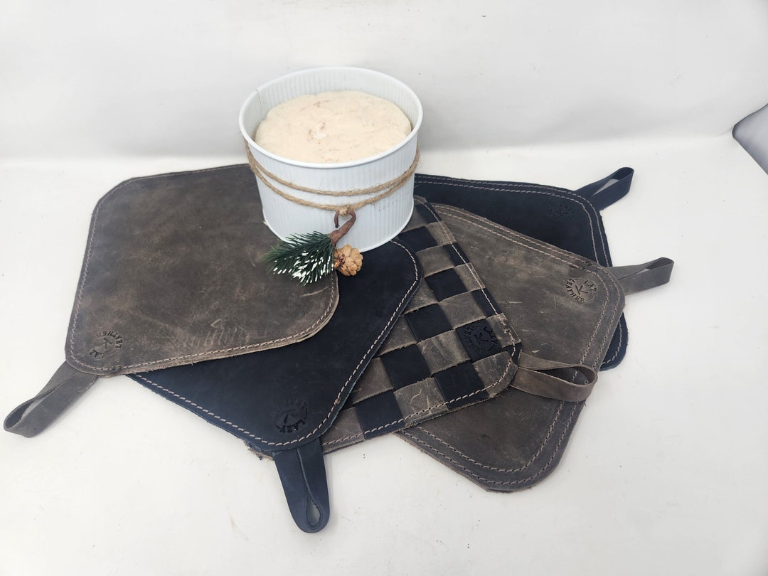 Genuine Leather Pot Holder, Hot Pad, Trivet With Leather Loop for ...
