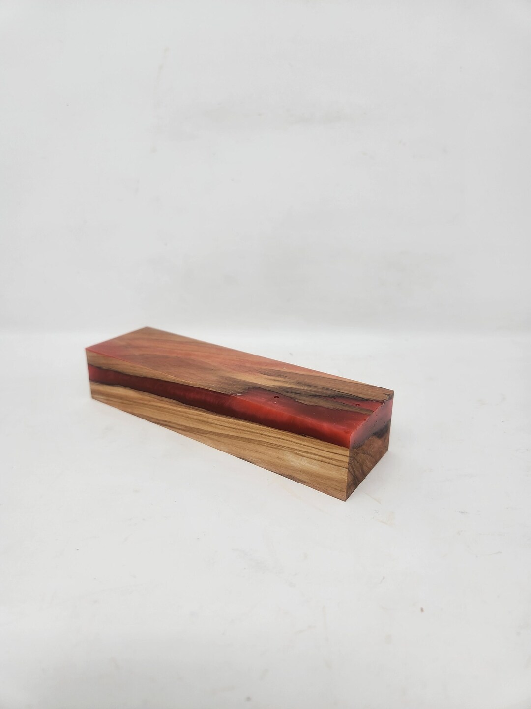 Hybrid Knife Handle Blank Stabilized Figured Natural Olive Wood With ...