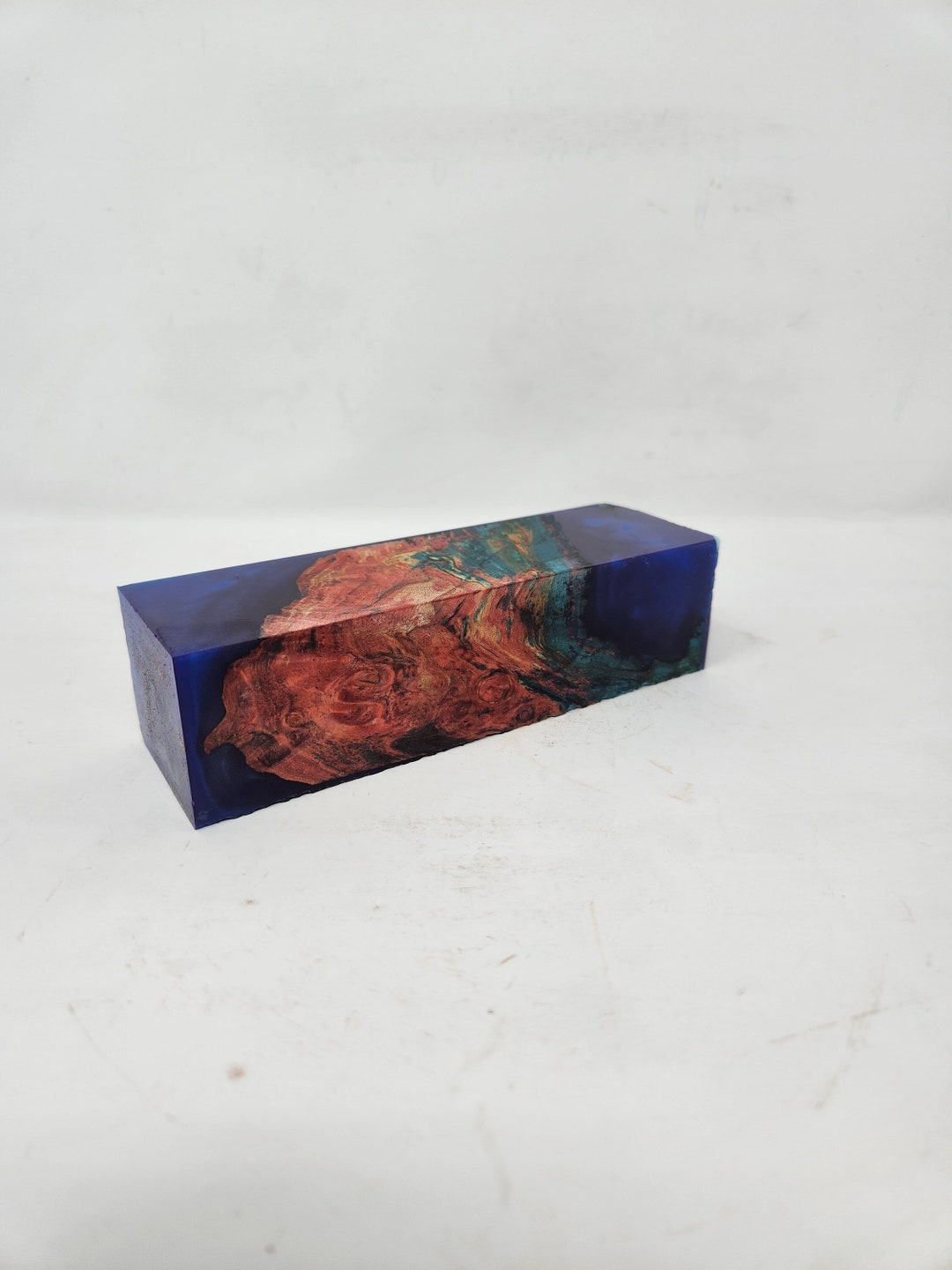 Hybrid Stabilized Double Dyed Red and Blue Spalted Maple With Blue ...