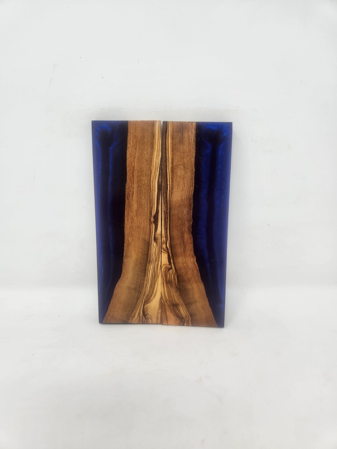 Bookmatched Olive Wood Knife Scales: Blue Alumilite Hybrid, Stabilized ...