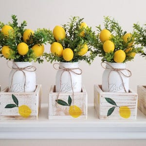 Lemon Mason Jar Centerpiece: Farmhouse Kitchen Decor - Etsy