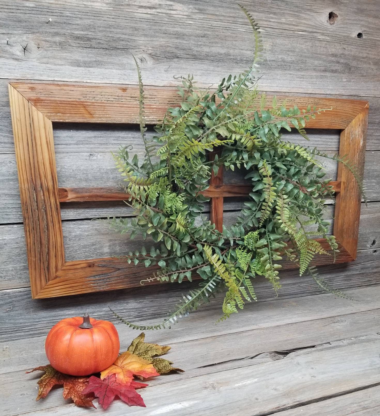 Antique Window Frame with Wreath Farmhouse Wreath Rustic | Etsy