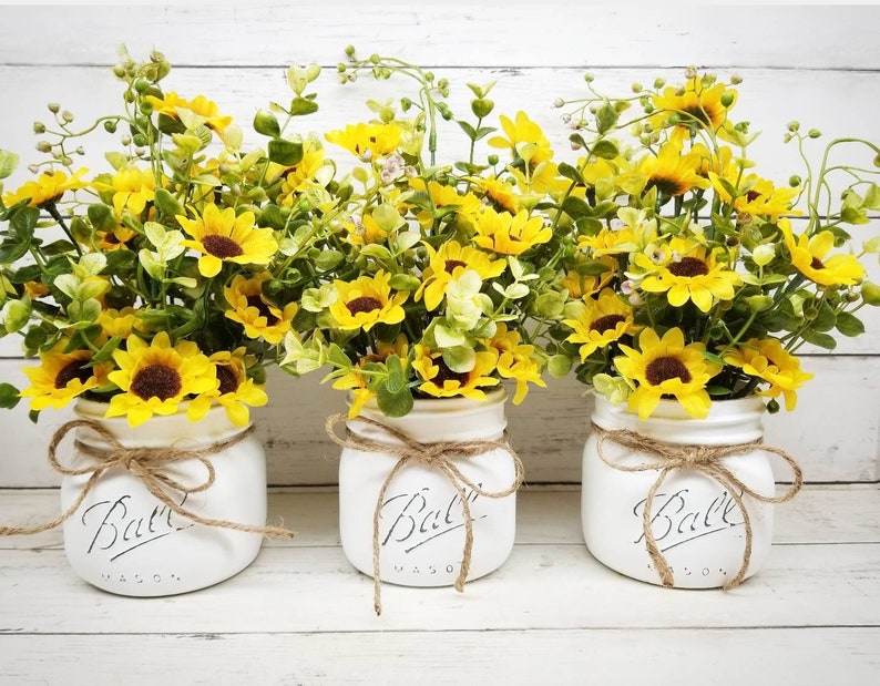 Sunflower Centerpiece Mason Jar Decor Farmhouse Decor - Etsy
