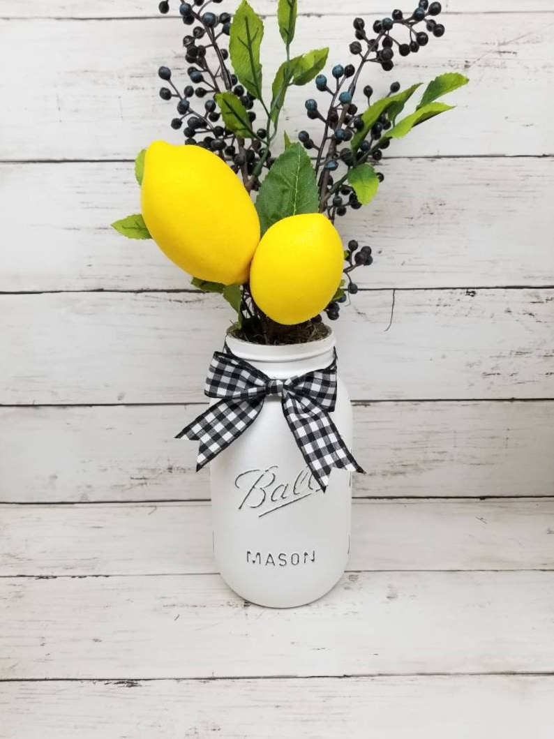 Lemon Centerpiece Lemon Mason Jar Decor Lemon Decor Lemon - Etsy