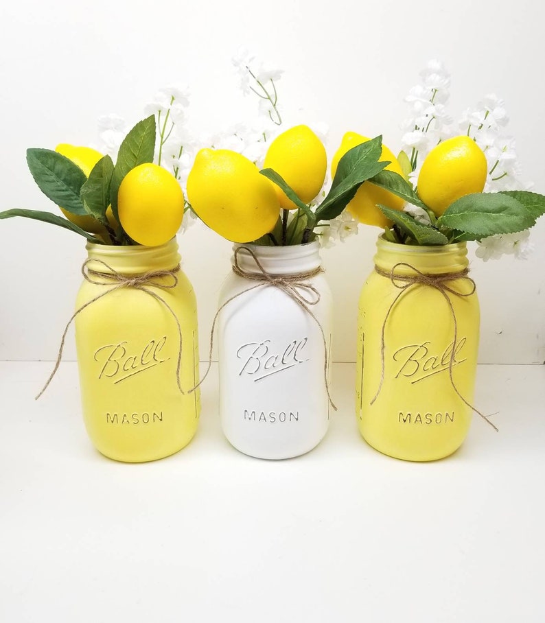 Lemon Mason Jar Lemon Decor Lemon Kitchen Decor Lemon | Etsy