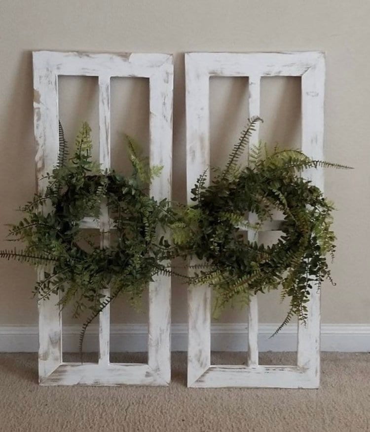 Set of Two Rustic Farmhouse Window Frame Wall Decor With Greenery ...