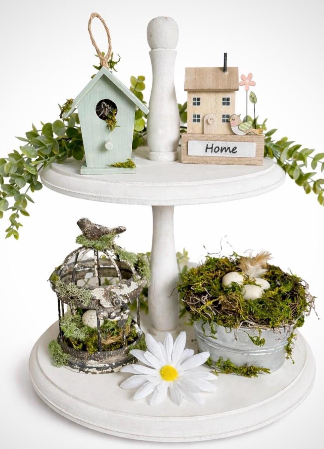 Mini Birdhouse Decor | Cottagecore Tiered Tray Decor | Rustic Farmhouse ...