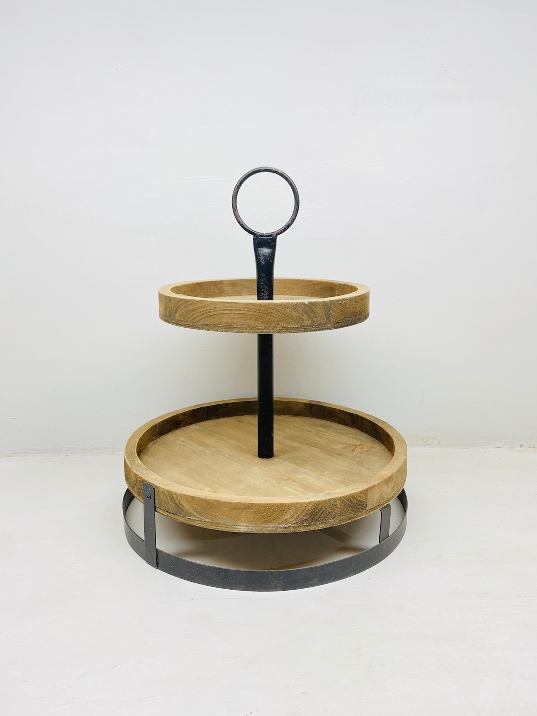 Natural Wood Two Tier Tray: Farmhouse Rustic Decor - Etsy