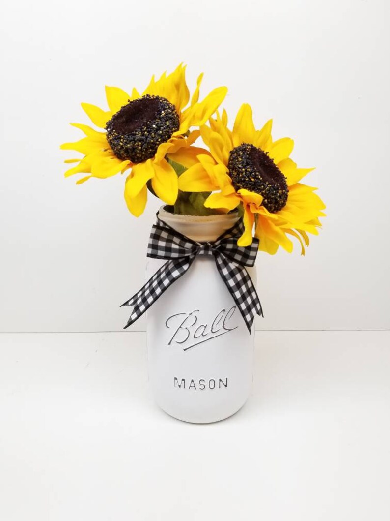 Sunflower Mason Jar Farmhouse Decor Sunflower Table Decor | Etsy