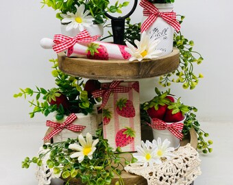 Strawberry Tiered Tray Decor - Etsy