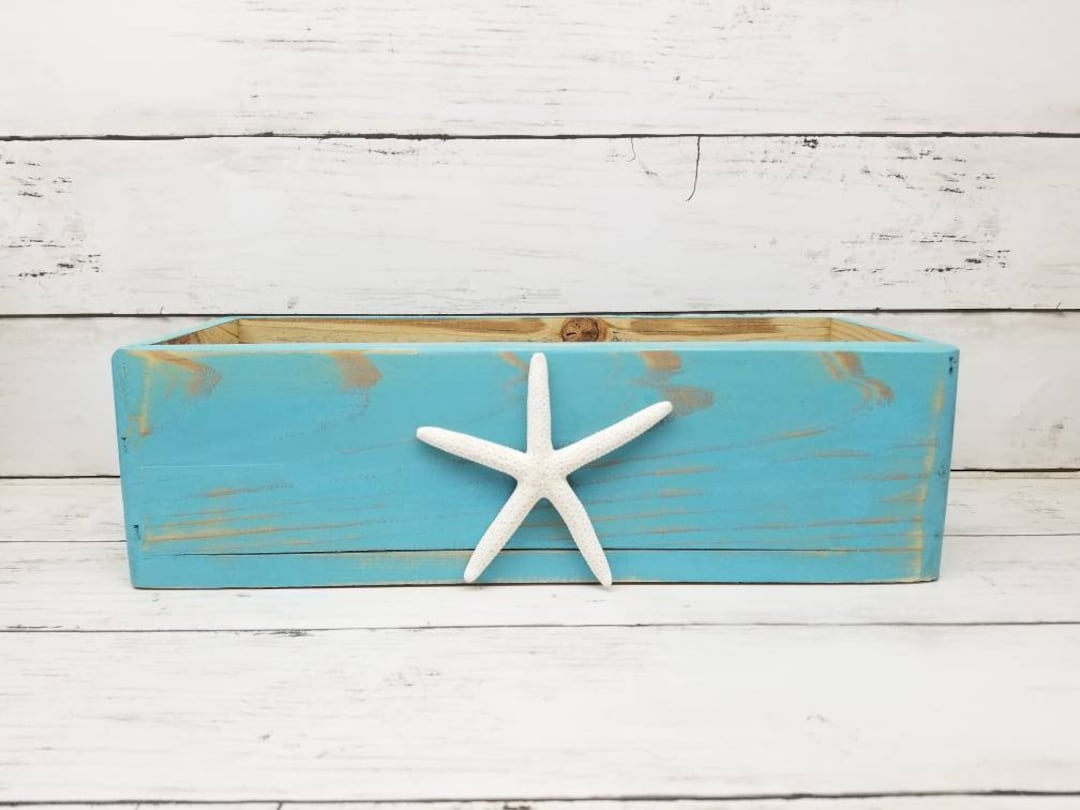 Rustic Beach Planter Box: Coastal Farmhouse Decor With Starfish - Etsy