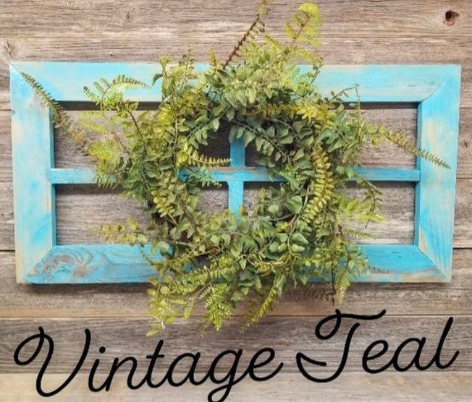 Set of Two Rustic Window Frames | Wall Decor With Greenery Wreaths ...