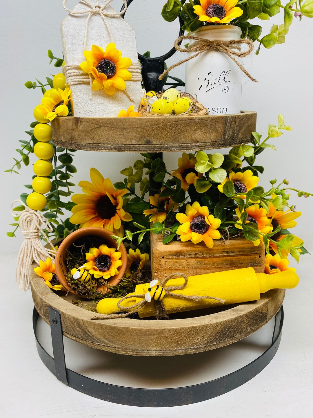 Sunflower Tier Tray Decor Sunflower Decor Sunflower Tier - Etsy