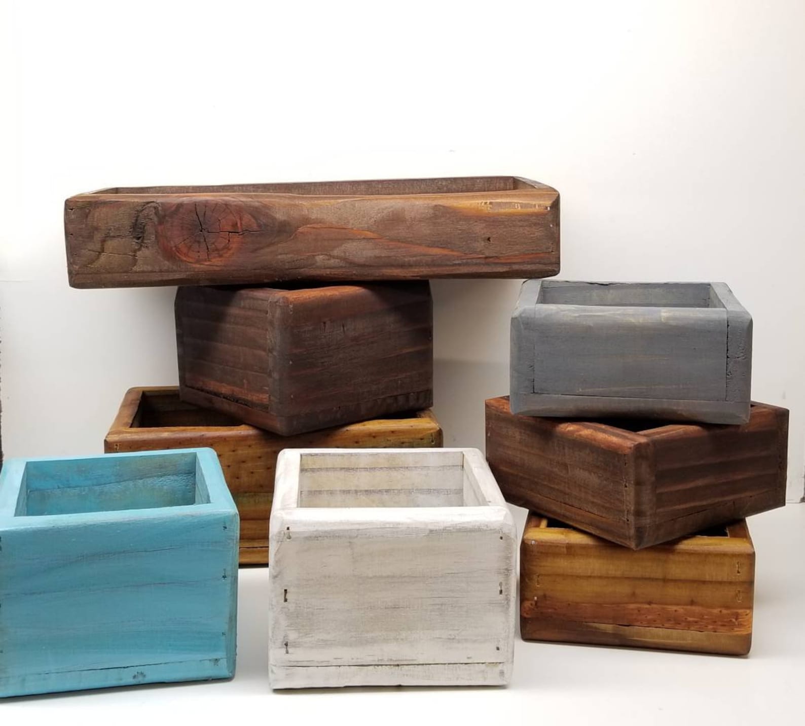 Rustic Wooden Planter Box Set | Farmhouse Window Box | Handmade Wood ...