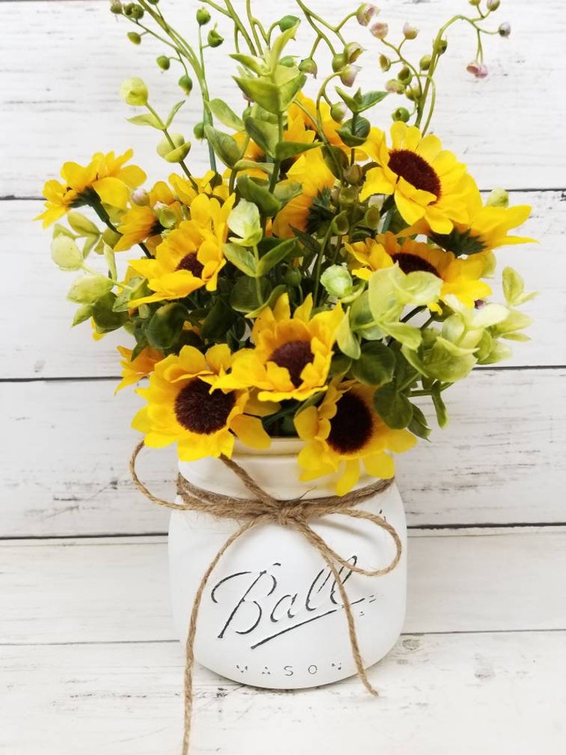 Sunflower Centerpiece Mason Jar Decor Farmhouse Decor - Etsy