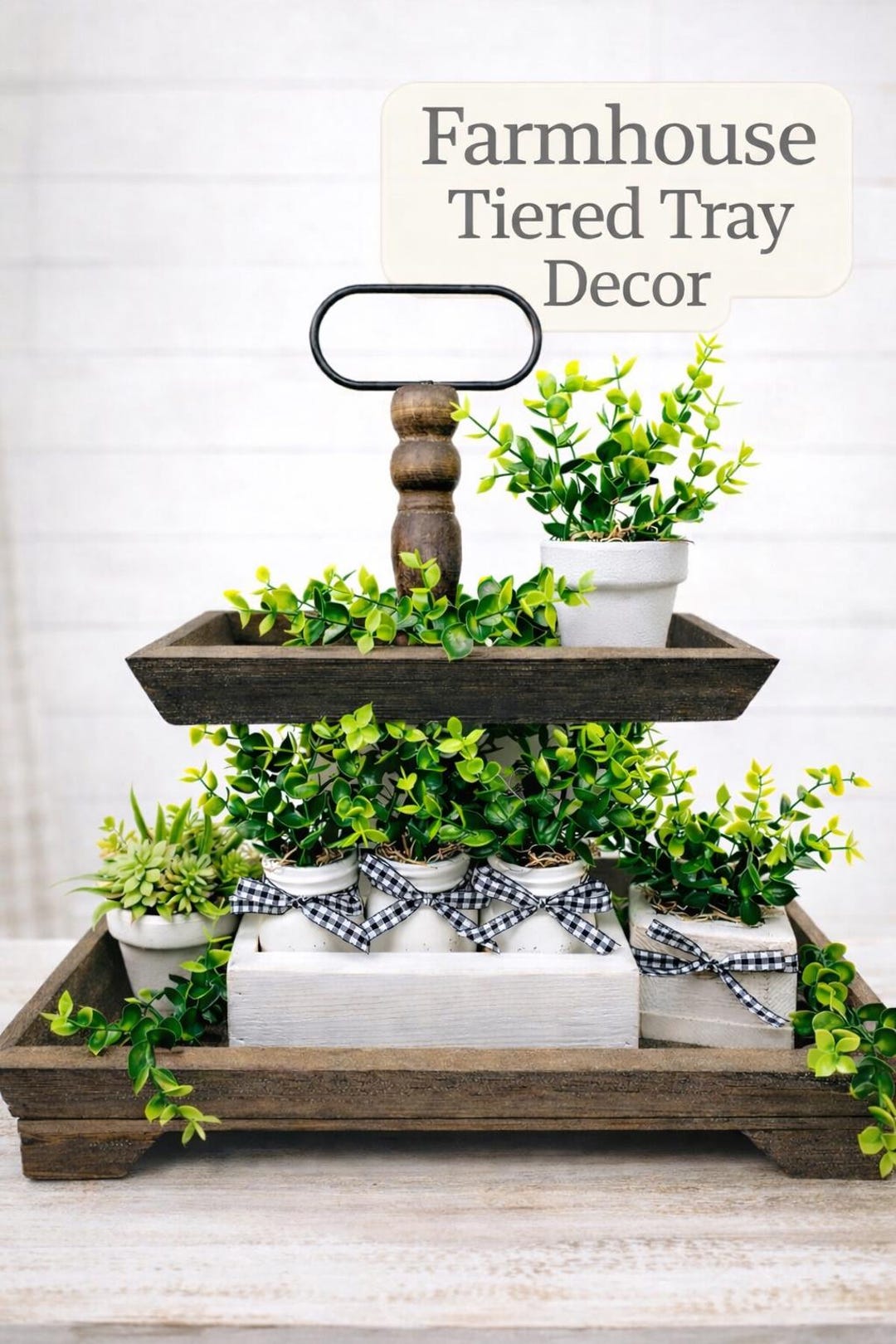 Farmhouse Tiered Tray Decor | Two Tier Tray Centerpiece | Rustic ...