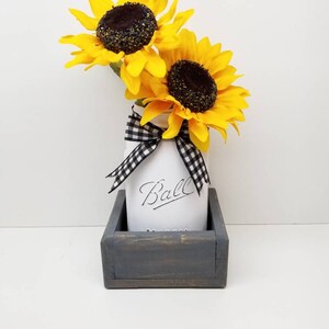 Sunflower Mason Jar, Farmhouse Decor, Sunflower Table Decor, Sunflower ...