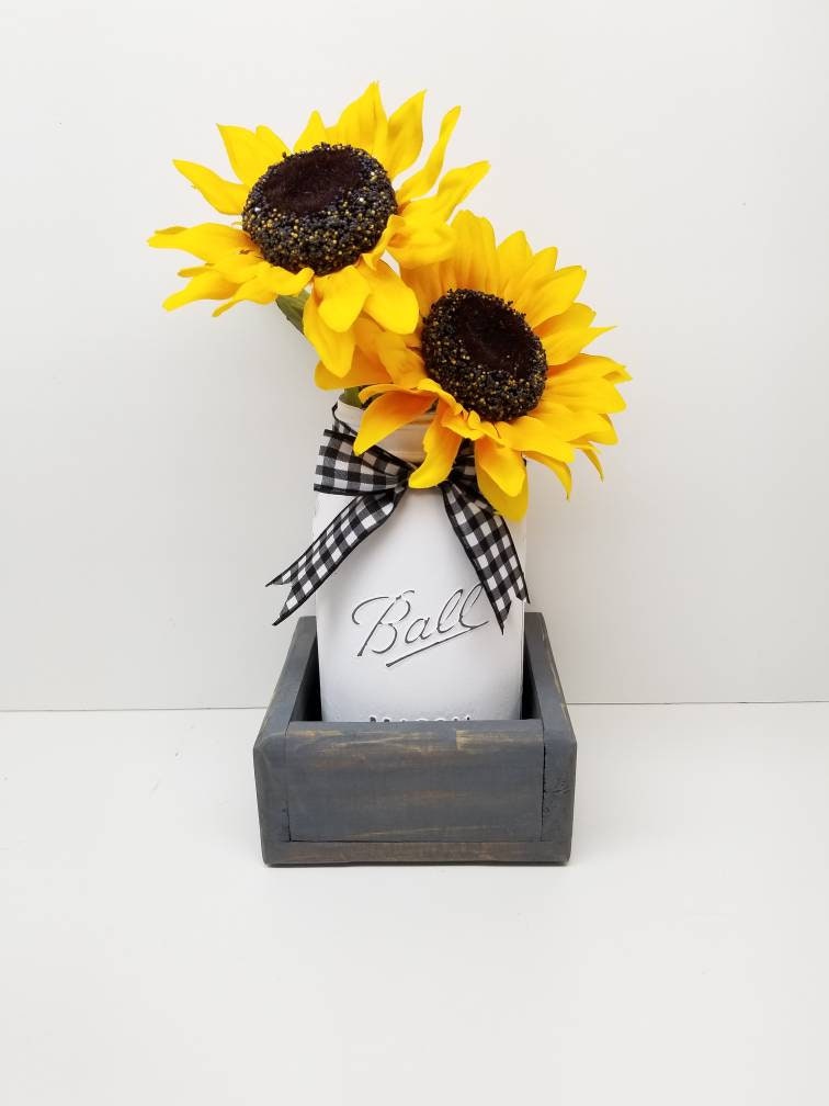 Sunflower Mason Jar Farmhouse Decor Sunflower Table Decor | Etsy