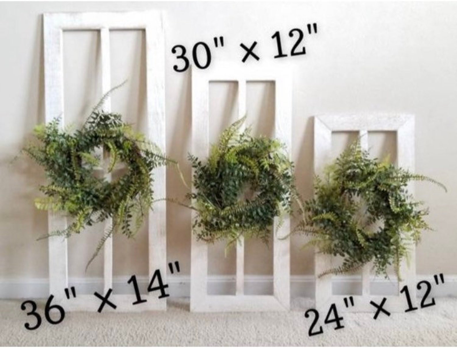 Set of Two Rustic Window Frames | Wall Decor With Greenery Wreaths ...