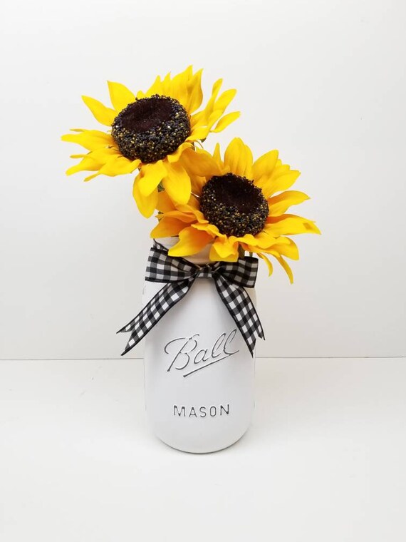 Sunflower Mason Jar Farmhouse Decor Sunflower Table Decor | Etsy