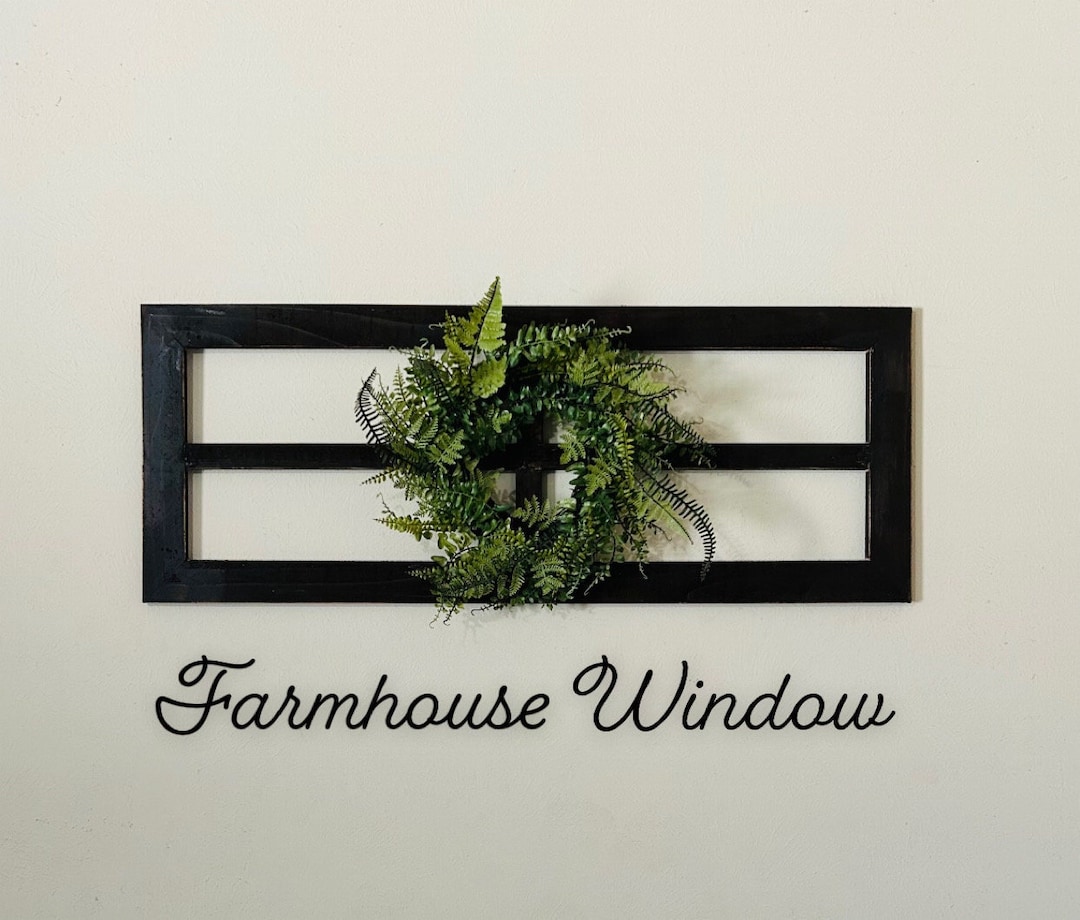 Farmhouse Window Frame, Farmhouse Wreath, Rustic Window Frame ...