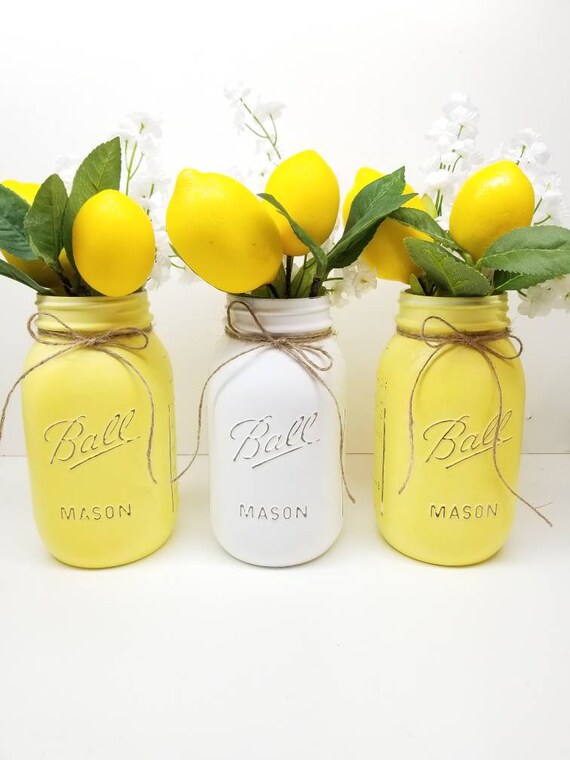 Lemon Mason Jar Lemon Decor Lemon Kitchen Decor Lemon | Etsy