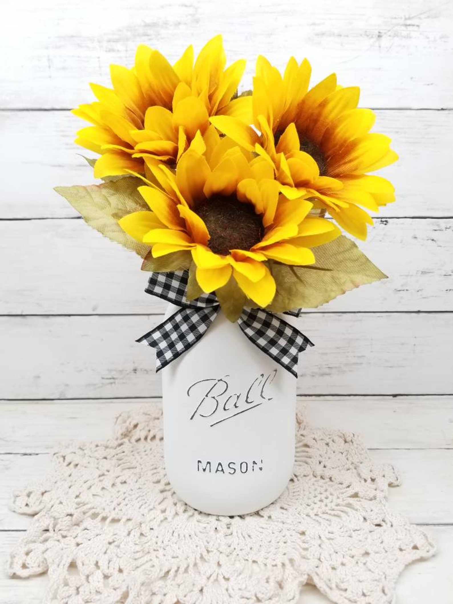 Sunflower Mason Jar Sunflower Wedding Decor Sunflower - Etsy