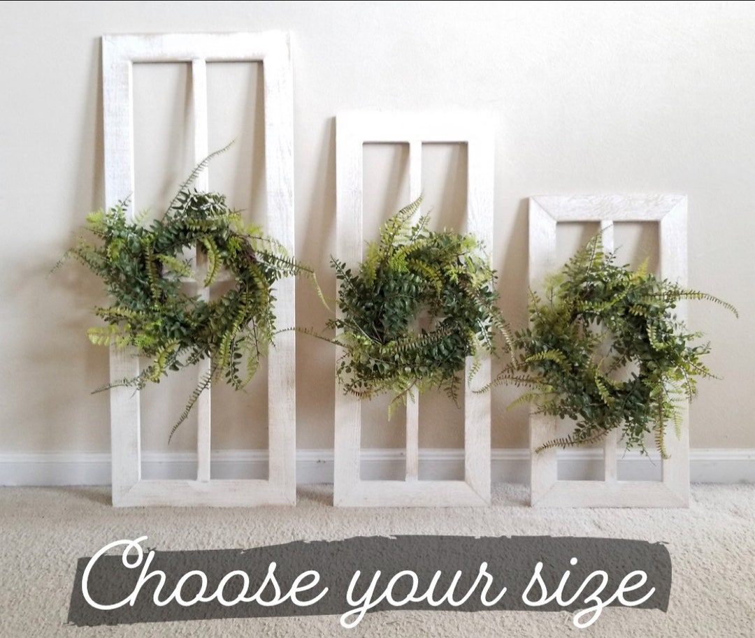 Antique Window Frame, Farmhouse Wreath, Rustic Window Frame, Farmhouse ...