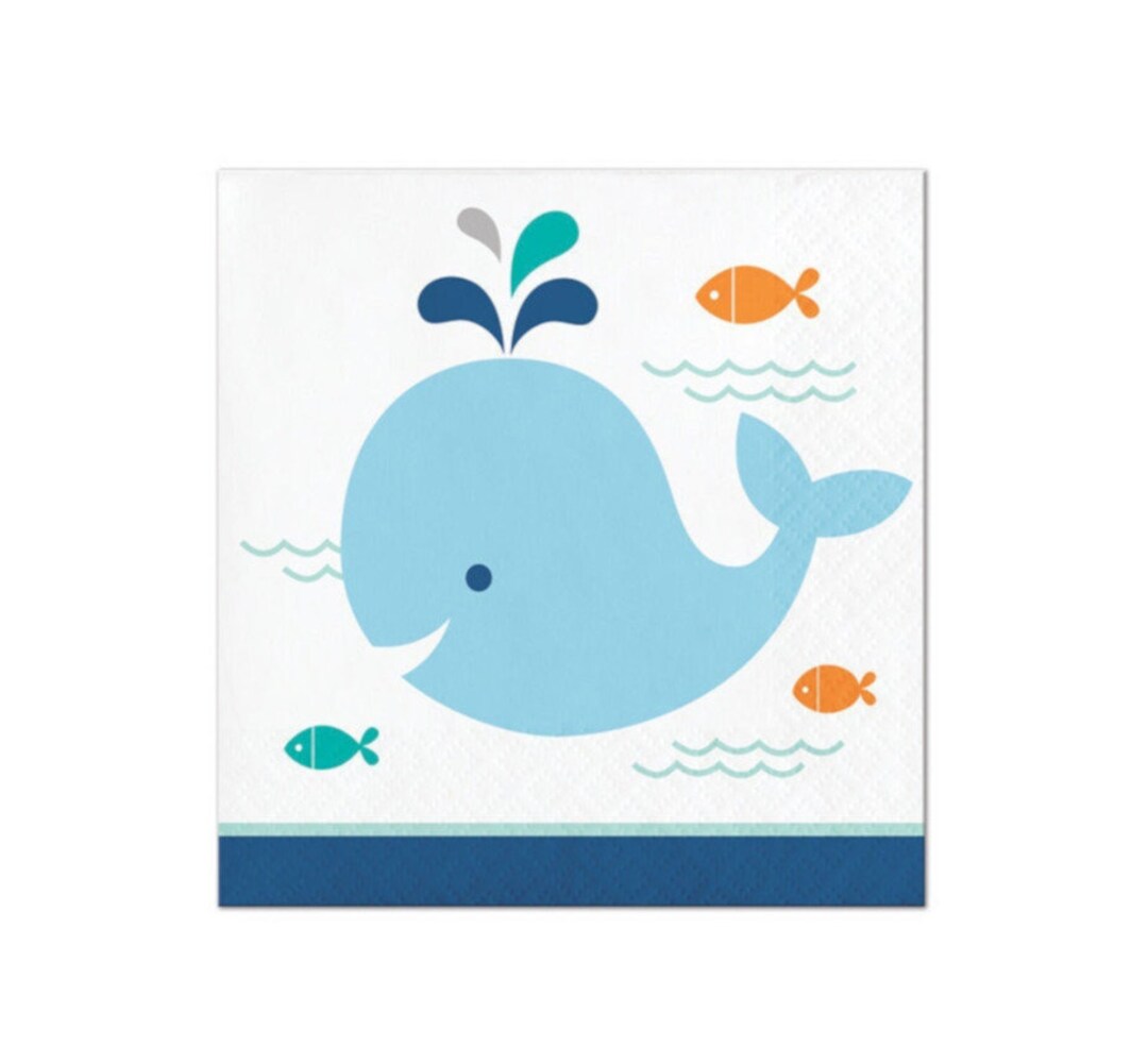 Sweet Whale Beverage Paper Napkins, Whale Baby Shower Napkins, Whale ...