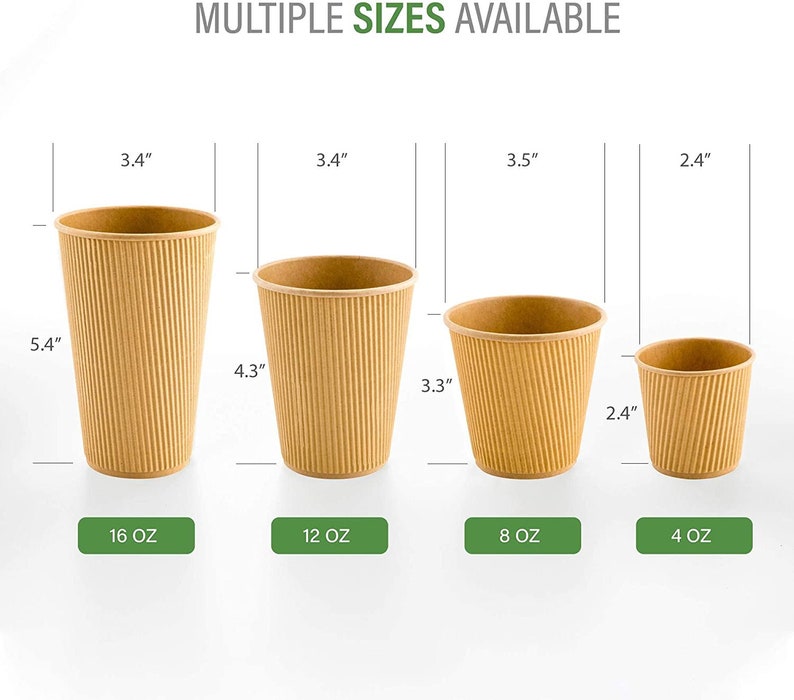 4 Ounce Kraft Ripple Insulated Coffee Cups, 25 Double Wall Corrugated ...