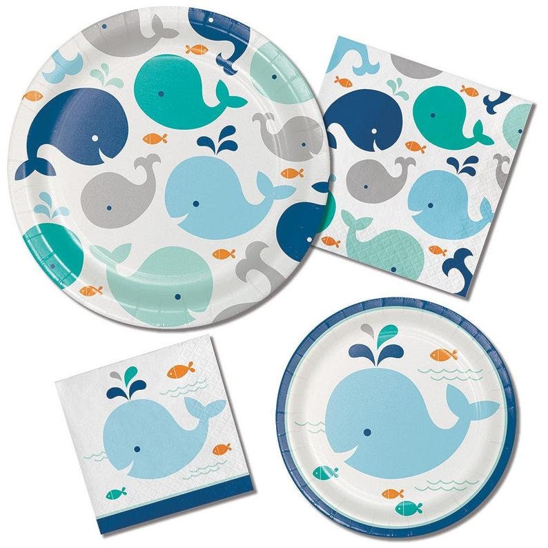 Sweet Whale Paper Plates, Whale Baby Shower Plates, Whale Party Plates ...