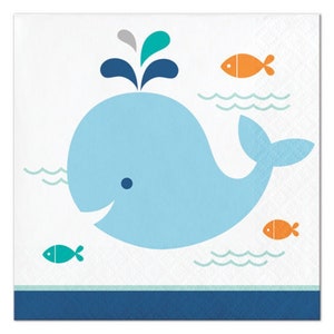 Sweet Whale Beverage Paper Napkins, Whale Baby Shower Napkins, Whale ...