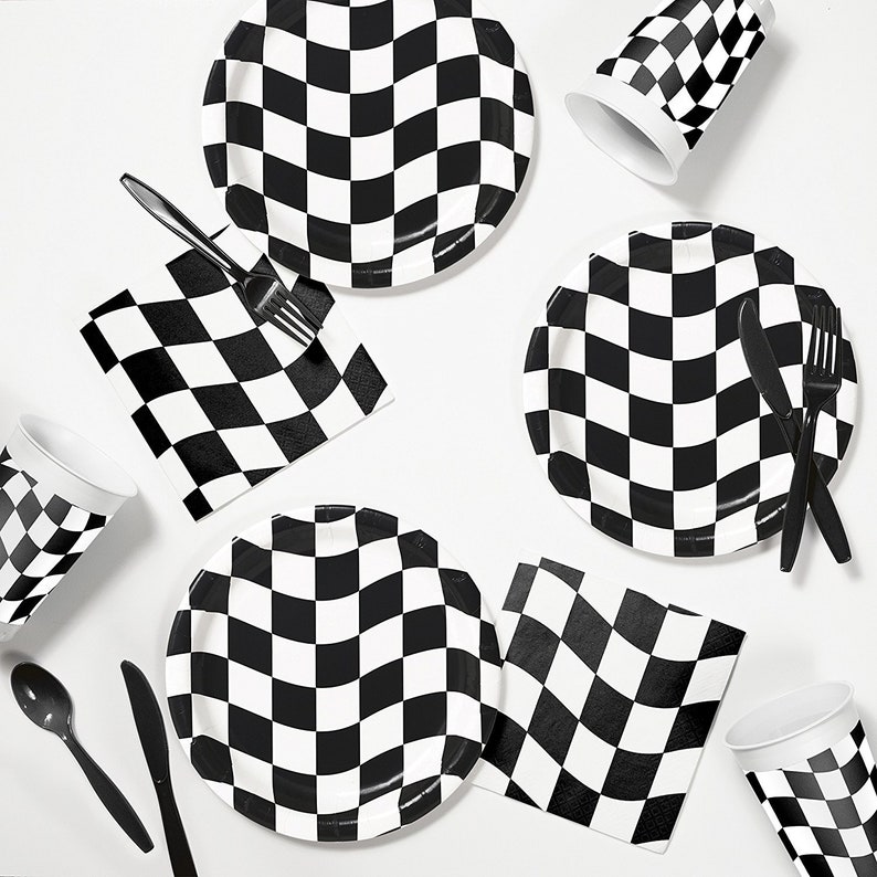 Black and White Check Paper Plates Plates 8 Paper Plates. - Etsy Canada