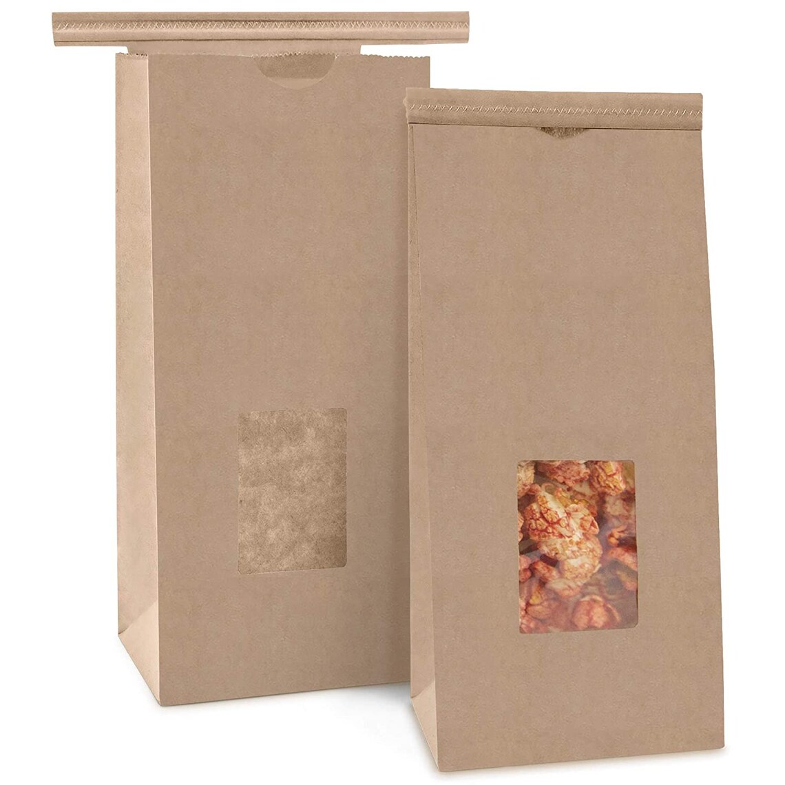 Kraft Tin Tie Bags - Set of 20 W/ Window , Treat Bags, Window Bags ...