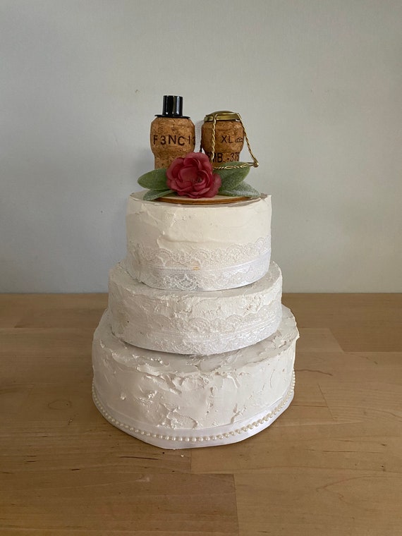 Unique Cake Topper Bridal Shower Decor Champagne Cork Couple Groom ...