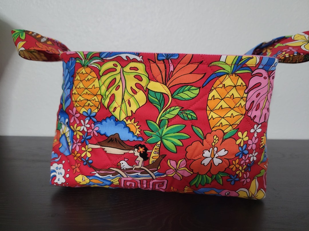 Polynesian Print Fabric Basket - Etsy