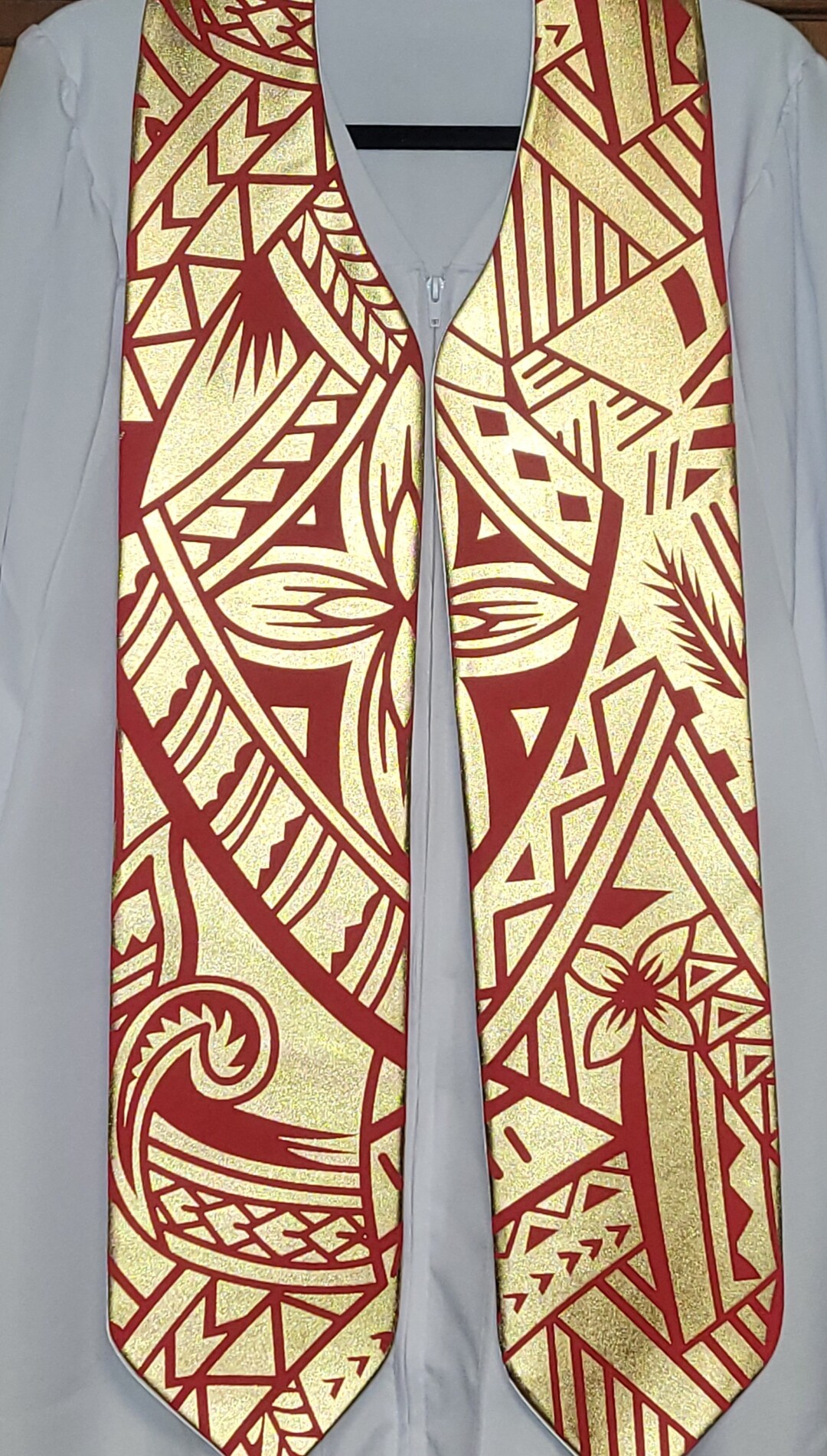 Handmade Metallic Polynesian Graduation Stole Gold on Red - Etsy