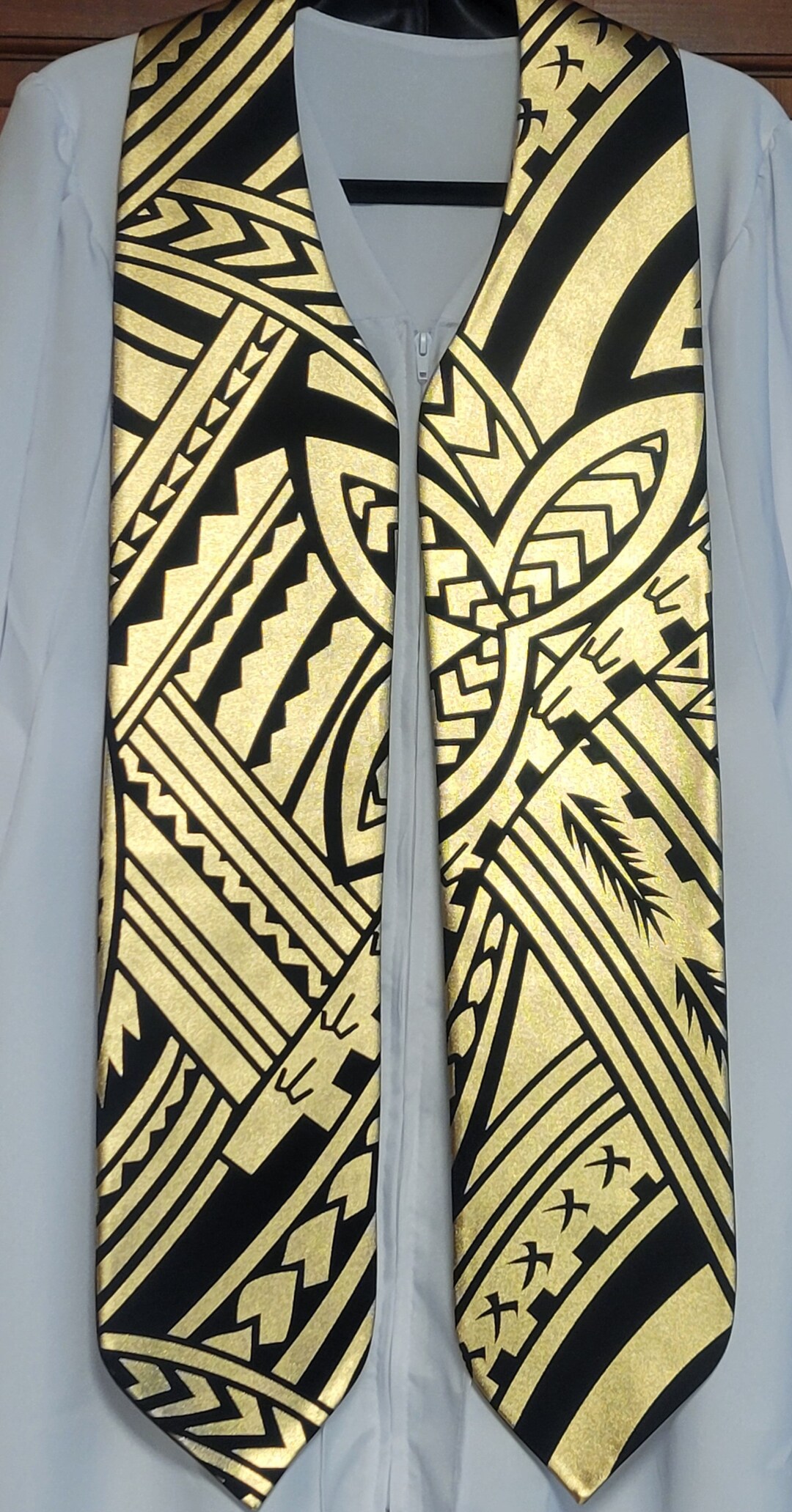 Handmade Metallic Polynesian Graduation Stole Gold on Black - Etsy