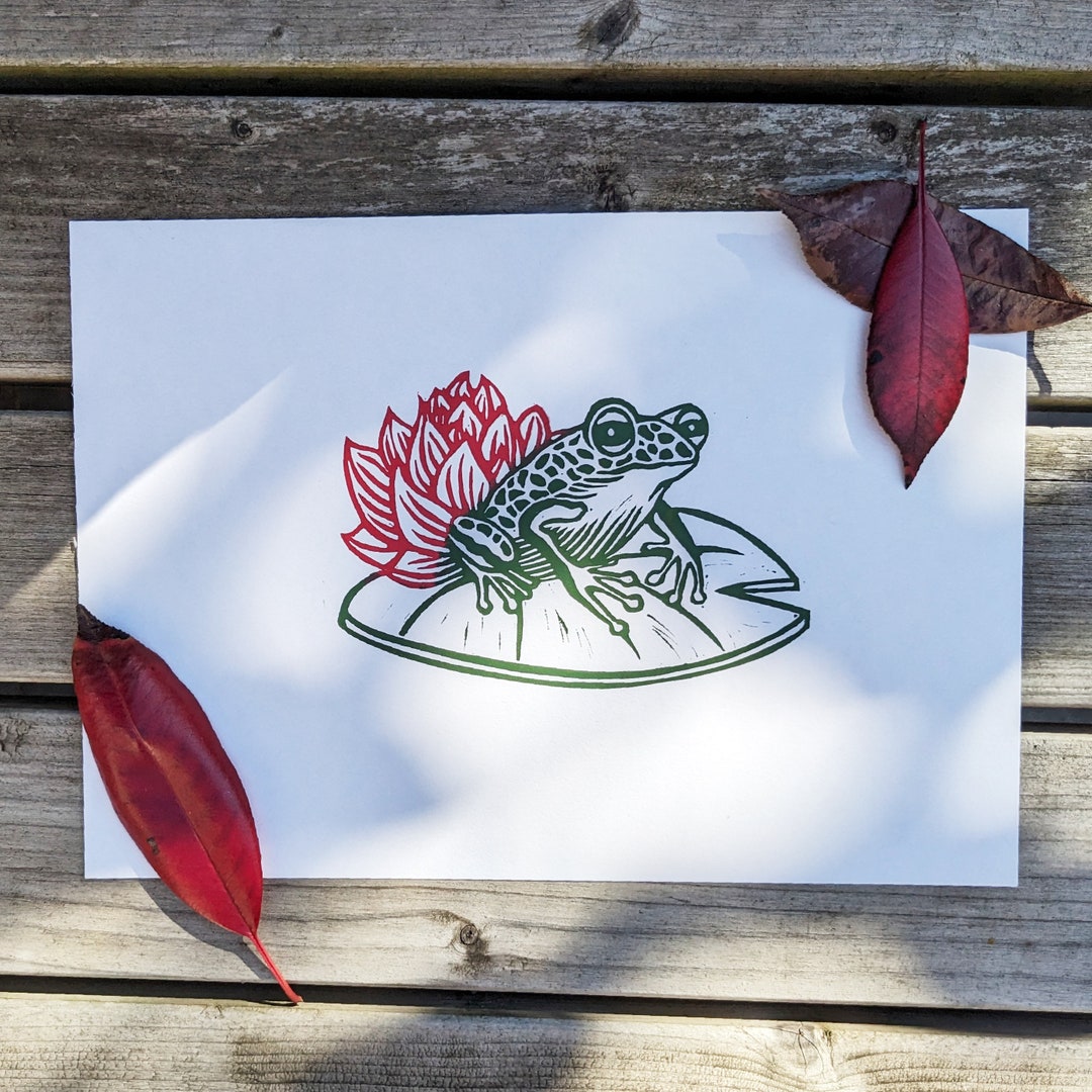 Frog. Original Linocut Print in 2 Colours. - Etsy