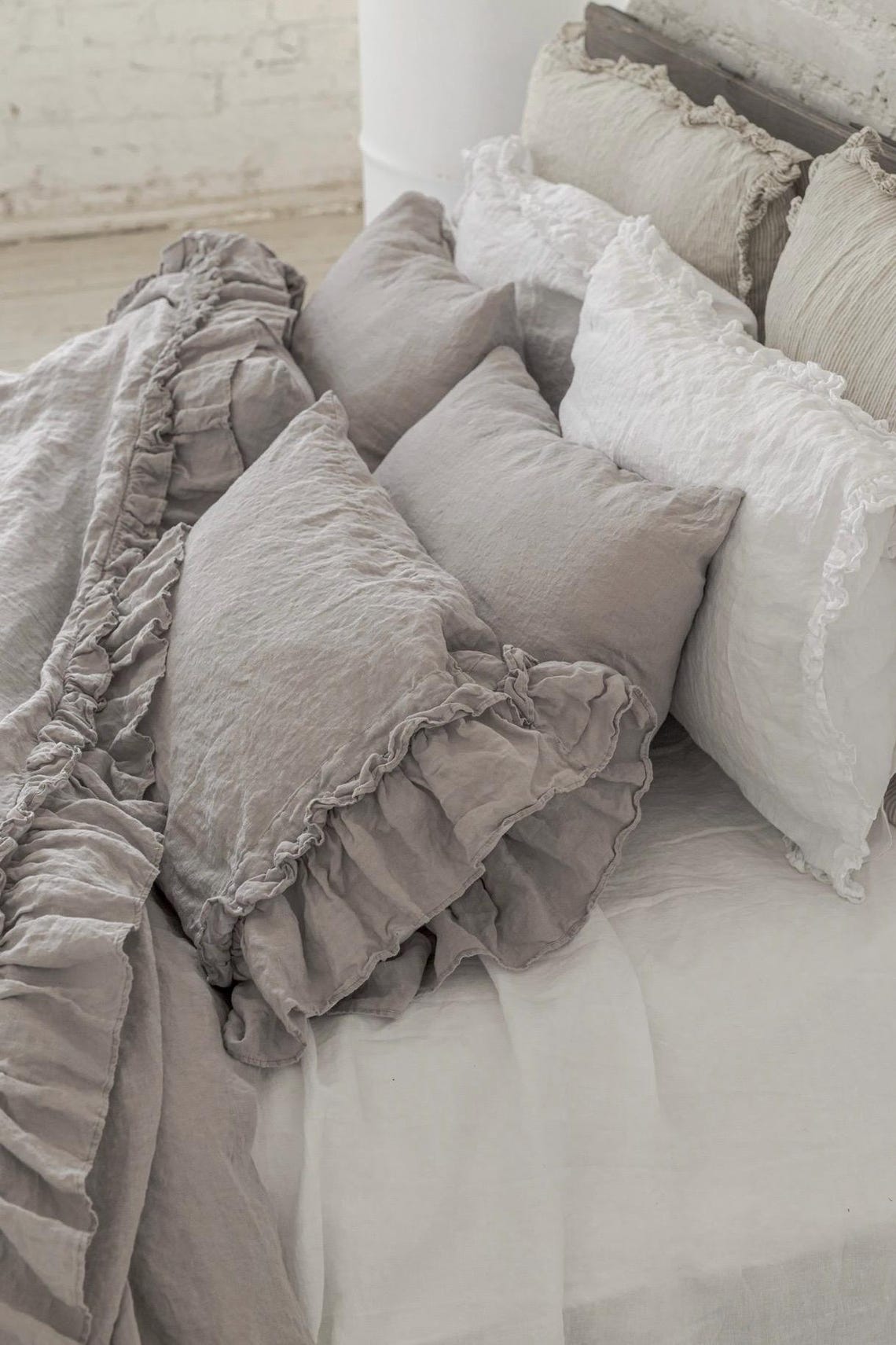 Ruffled Pillowcases | Set of TWO | Ruffled Pillow Shams | Shabby Chic ...