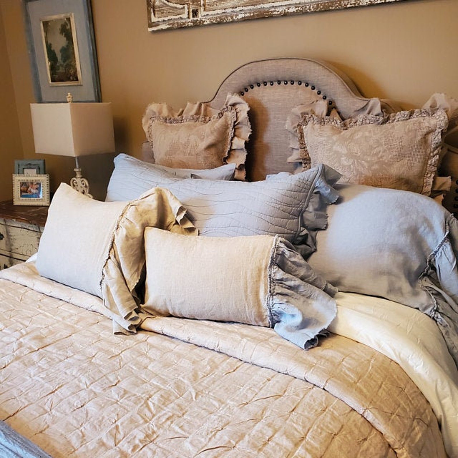 Ruffled Pillow Cases Farmhouse Linens Ruffled Pillow Shams - Etsy