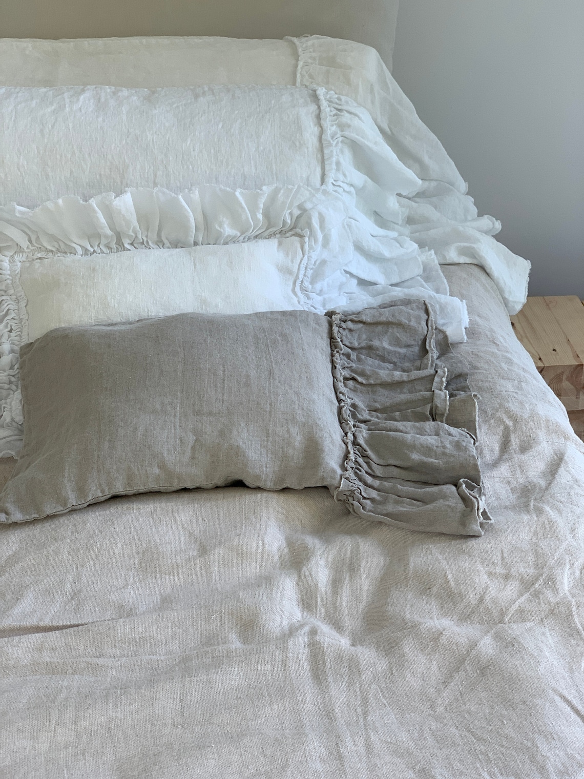 Ruffled Pillowcase | Ruffled Pillow Shams | Linen Bedding | Shabby Chic ...